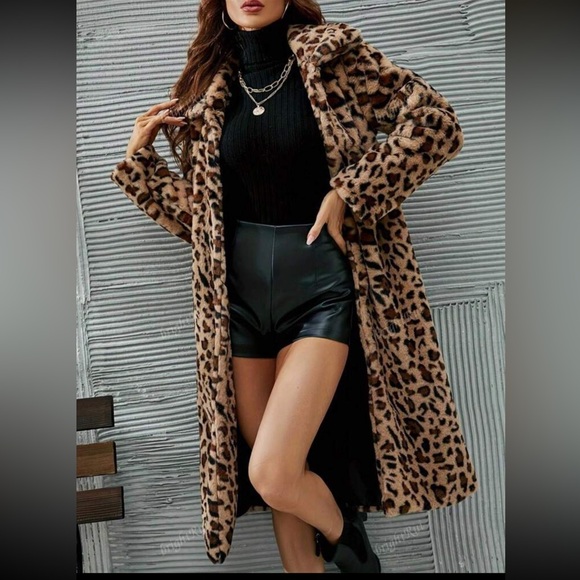 Jackets & Coats | Luxe Leopard Print Vegan Fur Long Jacket Coat | Poshmark